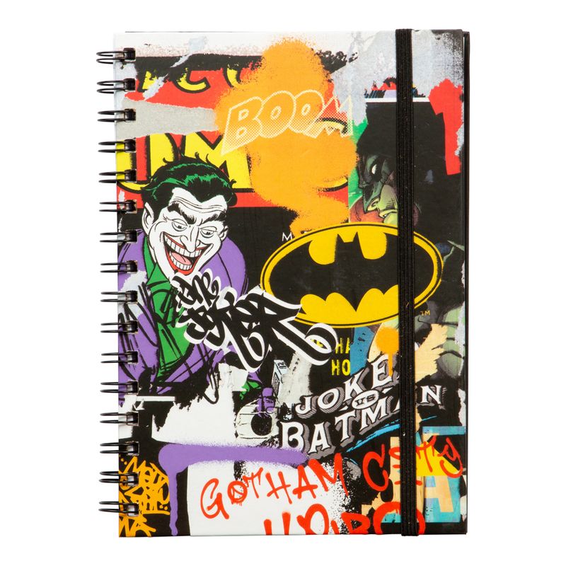 Batman notatbok A5 | Spiralinnbundet skrivebok med elastisk bånd ...